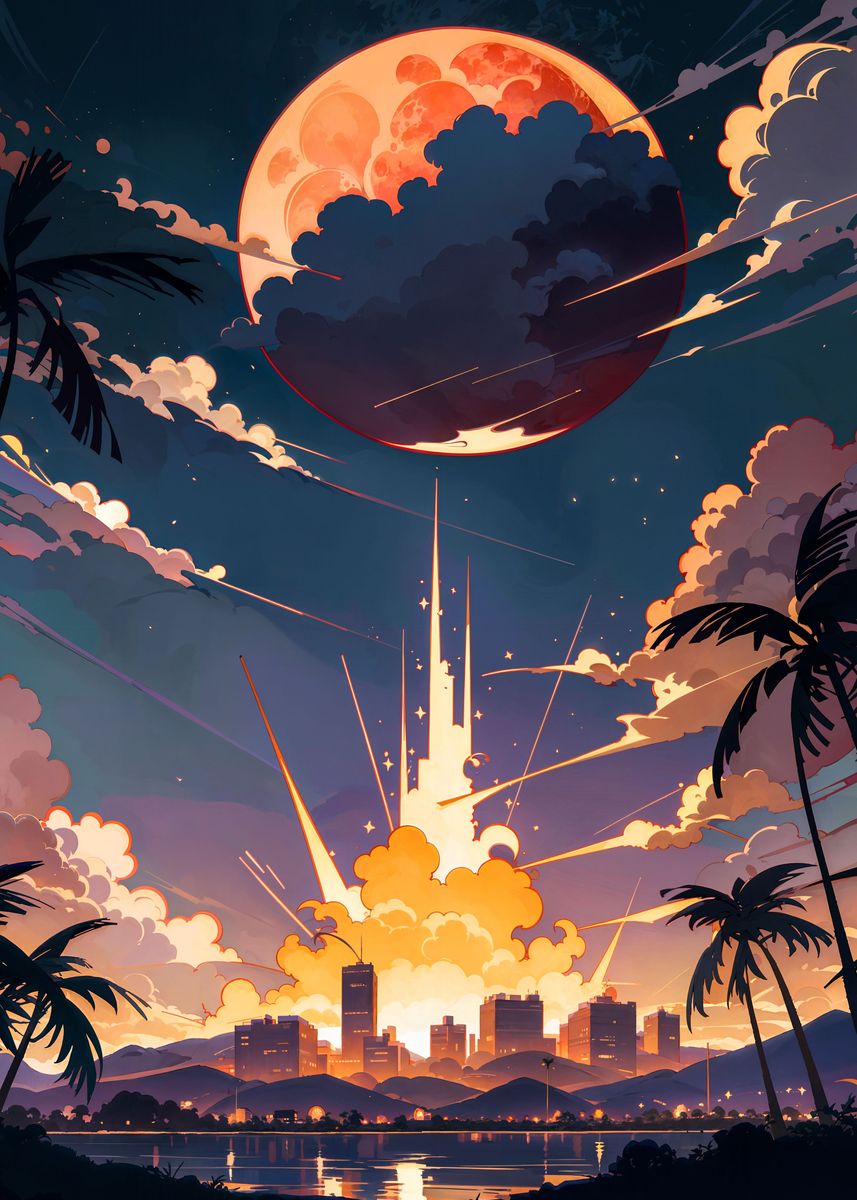 'Colorful sunset' Poster, picture, metal print, paint by Lukasz Kobylka ...