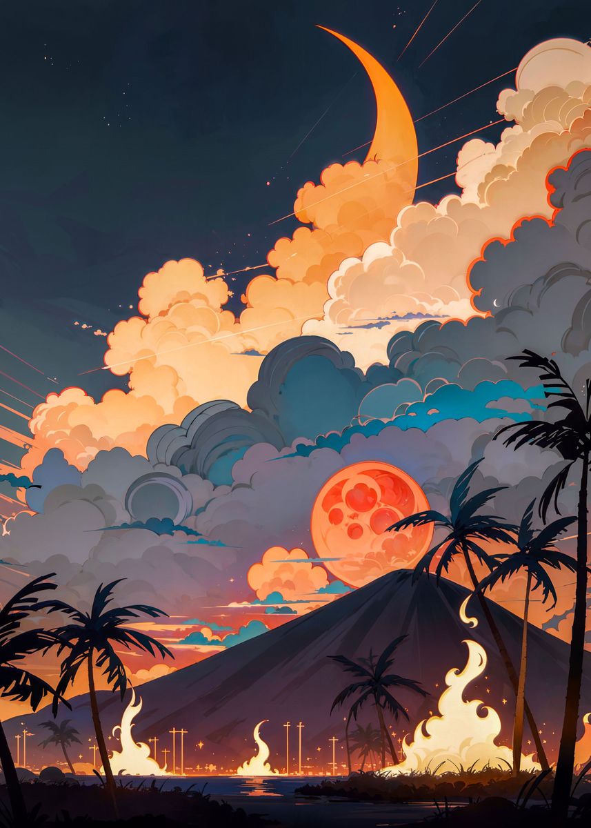 'Colorful sunset' Poster, picture, metal print, paint by Lukasz Kobylka | Displate