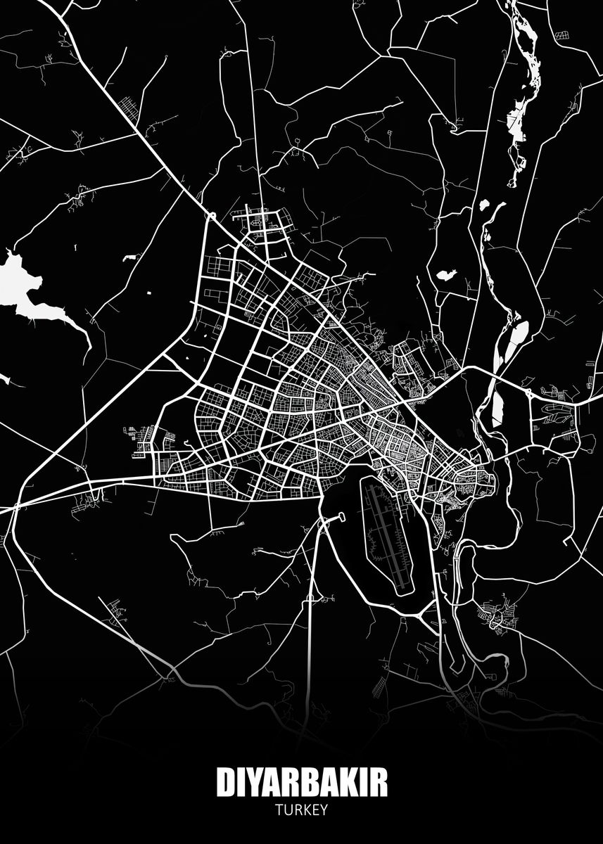 'Diyarbakir Turkey Map' Poster, picture, metal print, paint by Zake ...