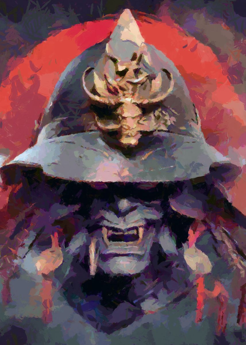 'Orc samurai fantasy helmet' Poster, picture, metal print, paint by ...