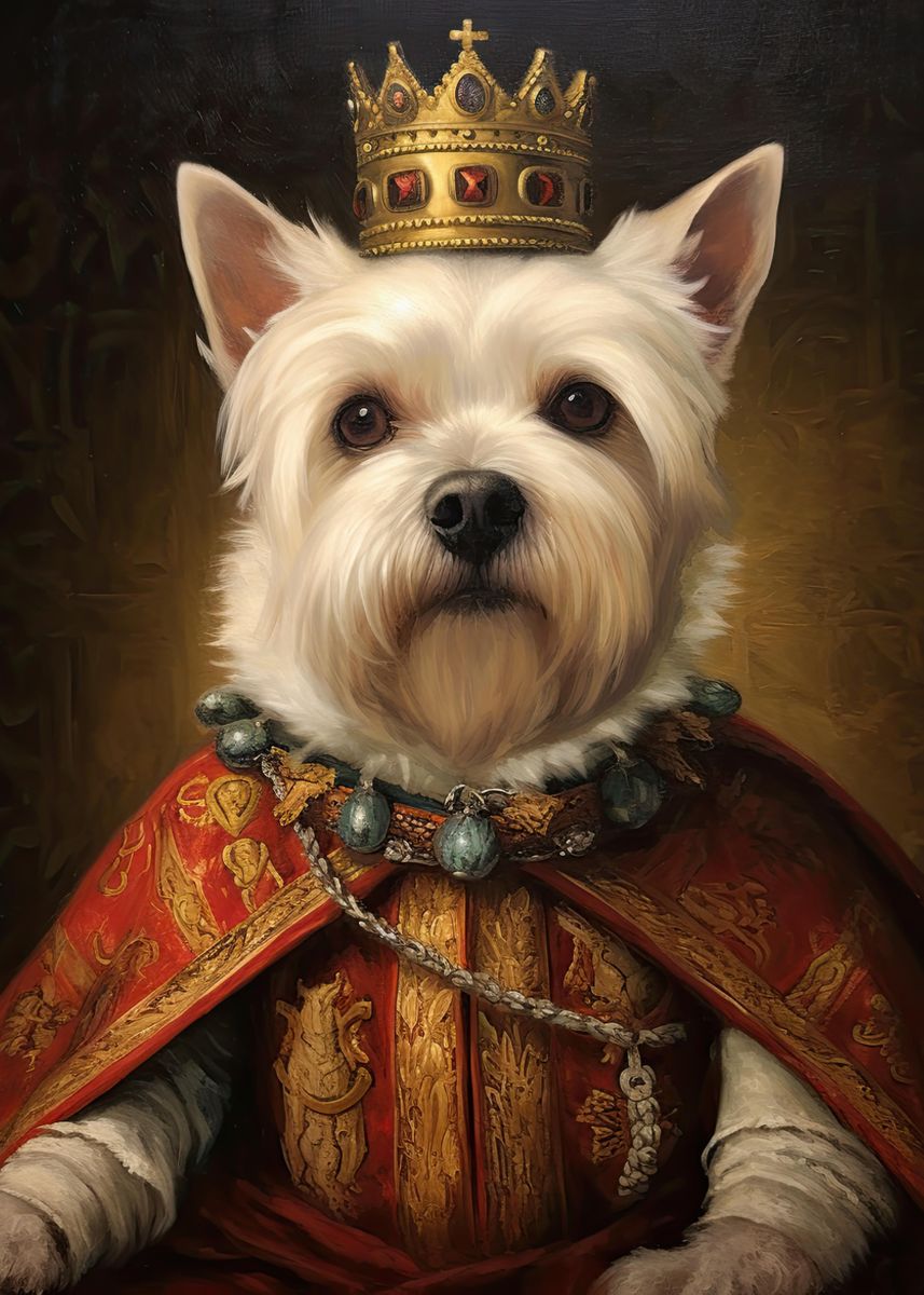 'Westie The King' Poster, picture, metal print, paint by PetPrints | Displate