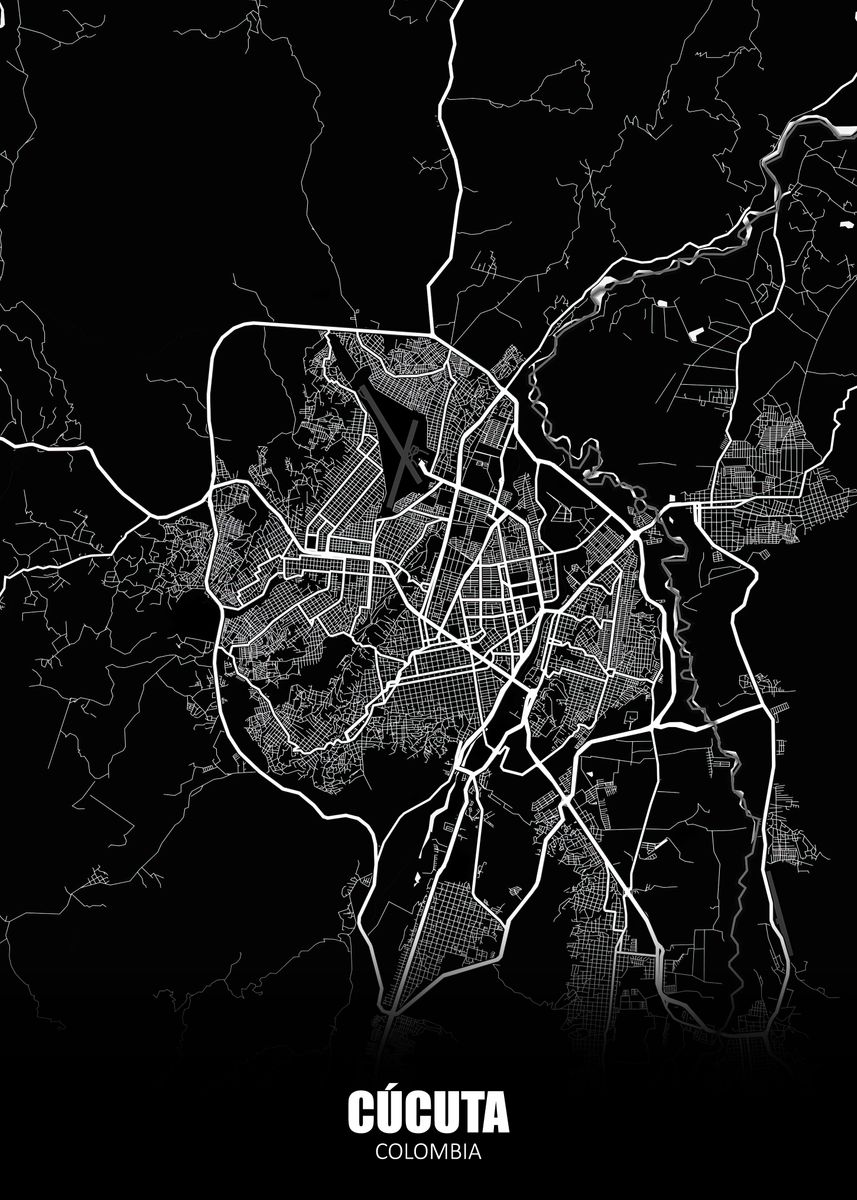 'Cucuta Colombia Map' Poster, picture, metal print, paint by Zake ...