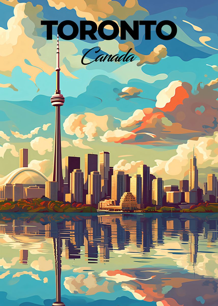 'Toronto Travel Poster' Poster, picture, metal print, paint by Conceptual Photography | Displate