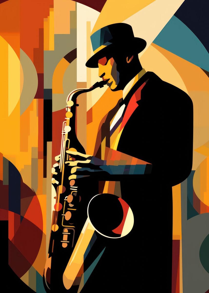 'Art Deco Jazz Musician' Poster, picture, metal print, paint by ...