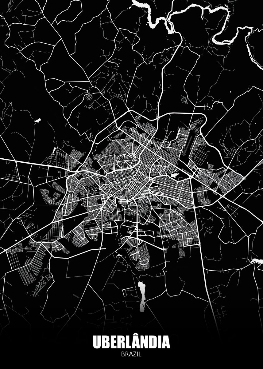 'Uberlandia Brazil Map' Poster, picture, metal print, paint by Zake ...