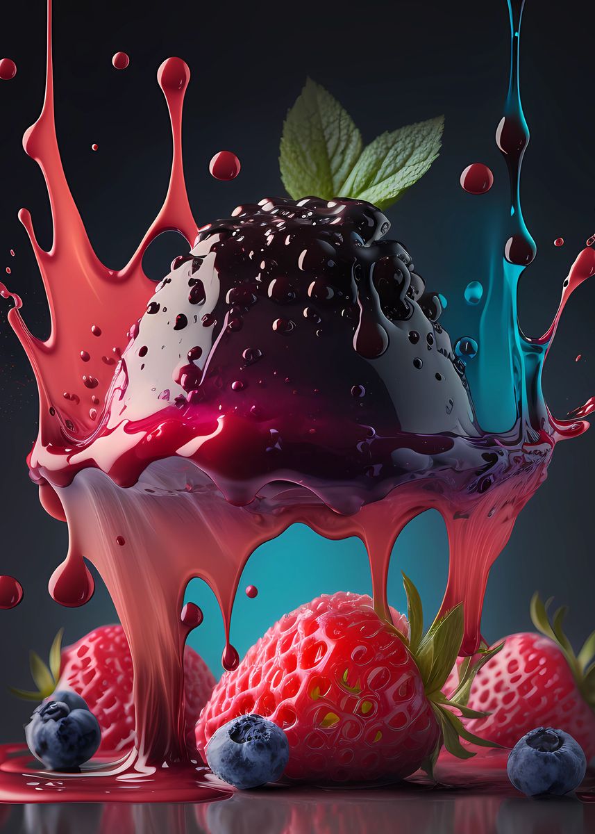 'Berries' Poster, picture, metal print, paint by Oleksandr Kovalov ...