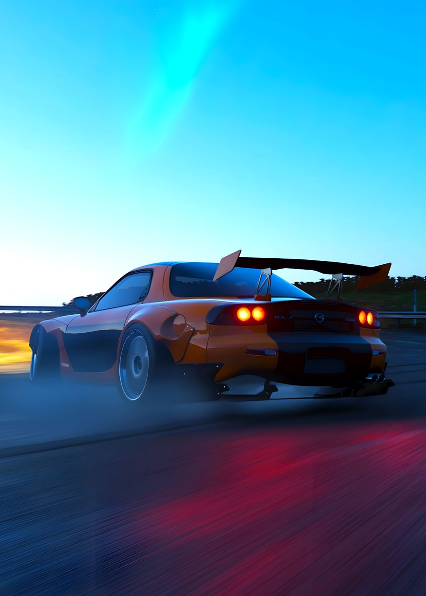 'Mazda rx7 ' Poster, picture, metal print, paint by Recca | Displate