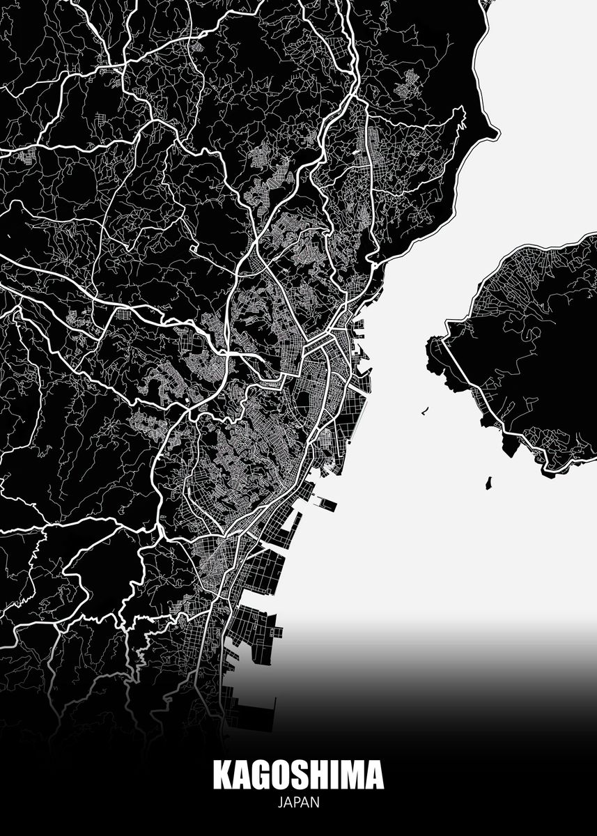 'Kagoshima Japan Map' Poster, picture, metal print, paint by Zake ...