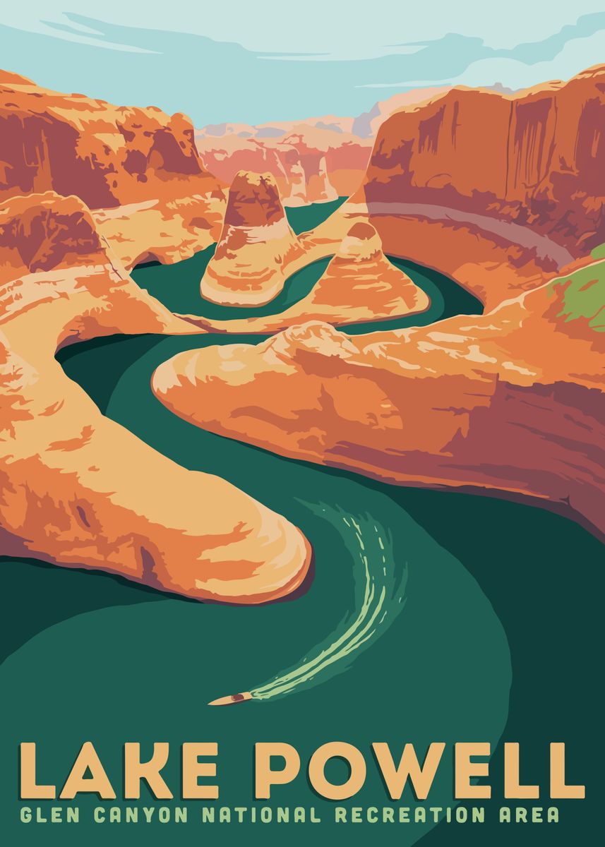 'Travel to lake powell' Poster, picture, metal print, paint by Addolf ...