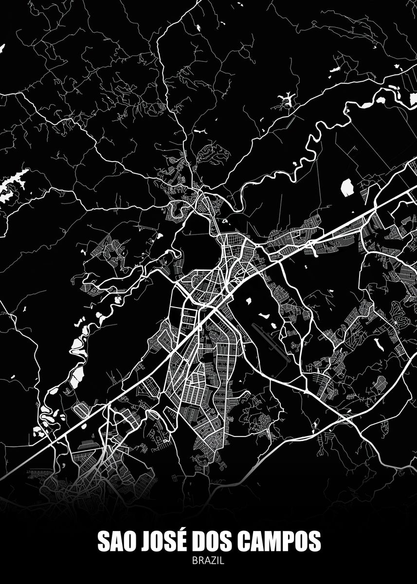 'San Jose Brazil Map' Poster, picture, metal print, paint by Zake ...