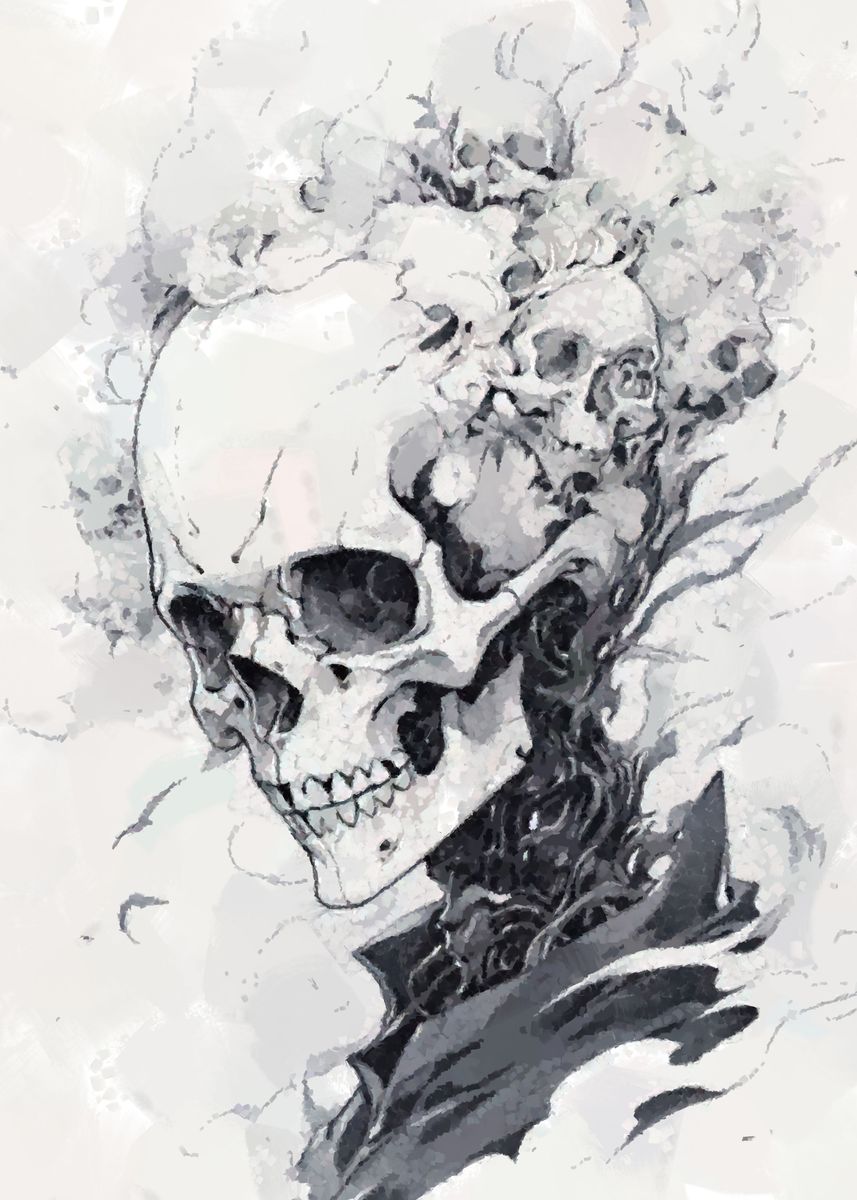 'Skull ink fantasy' Poster, picture, metal print, paint by Dark Zeka ...