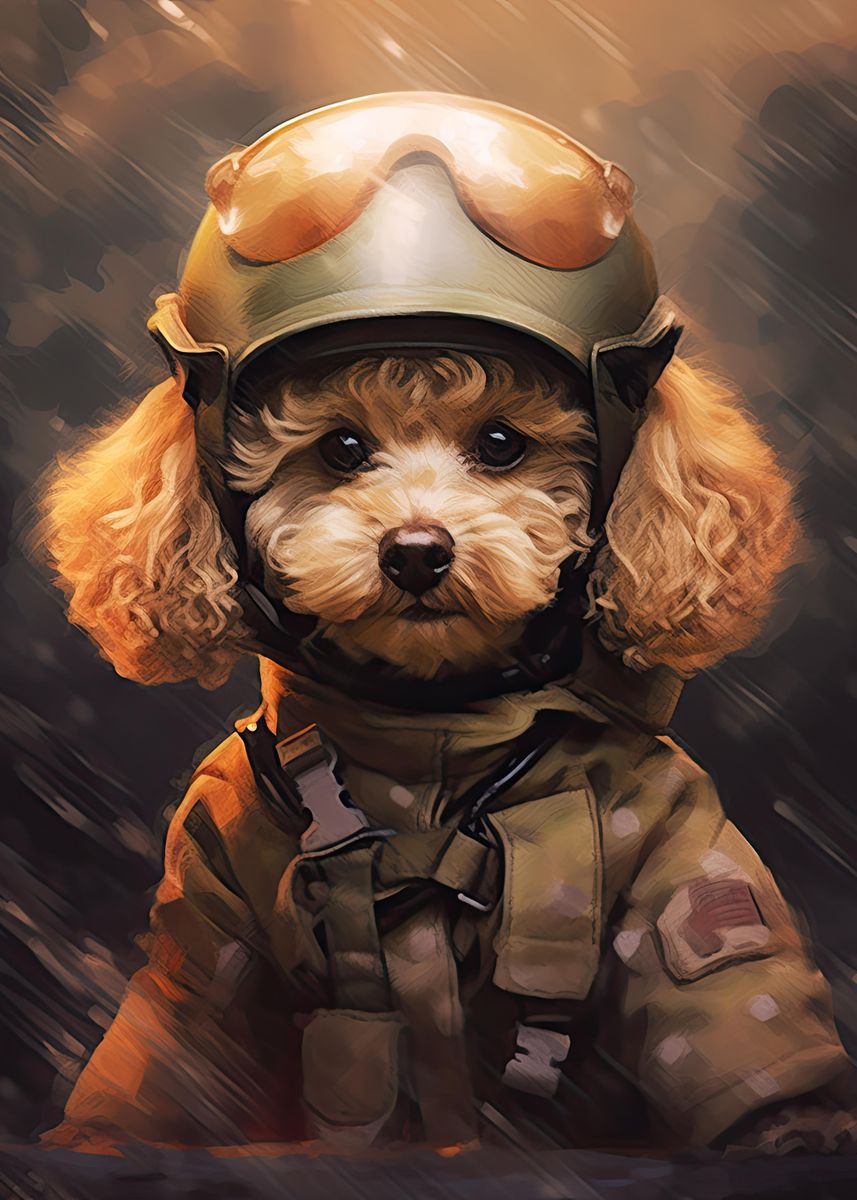 'Toy Poodle Soldier' Poster, picture, metal print, paint by PetPrints | Displate