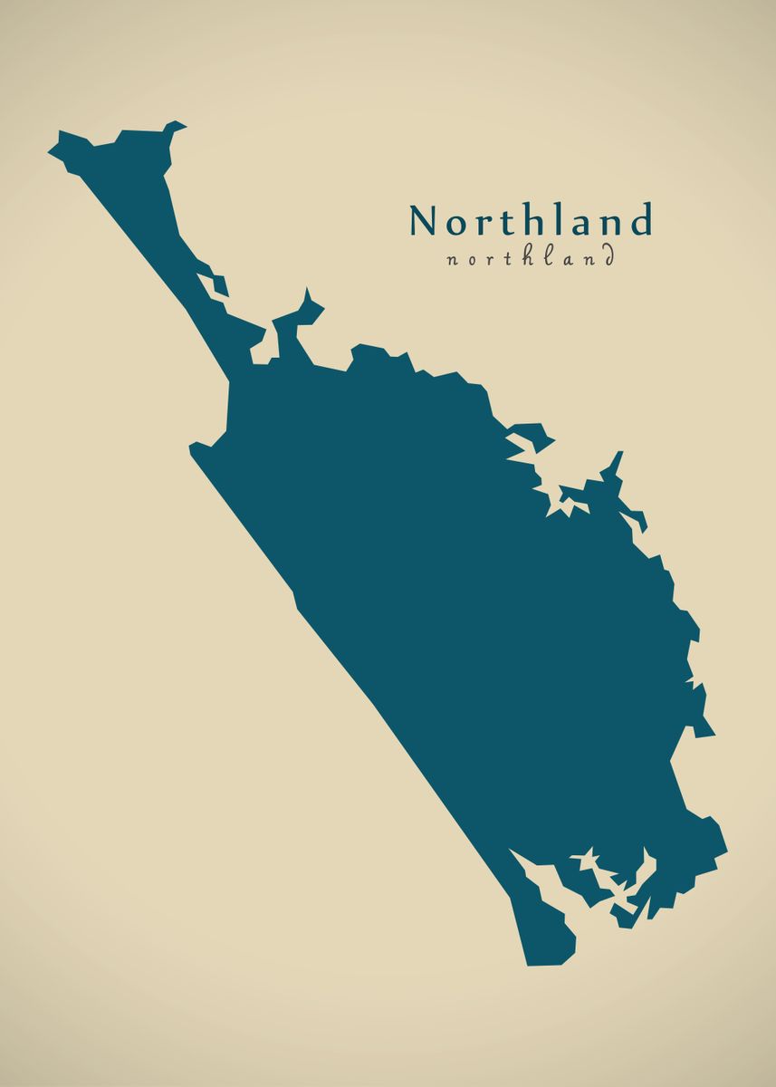'Northland region map' Poster, picture, metal print, paint by Ingo ...