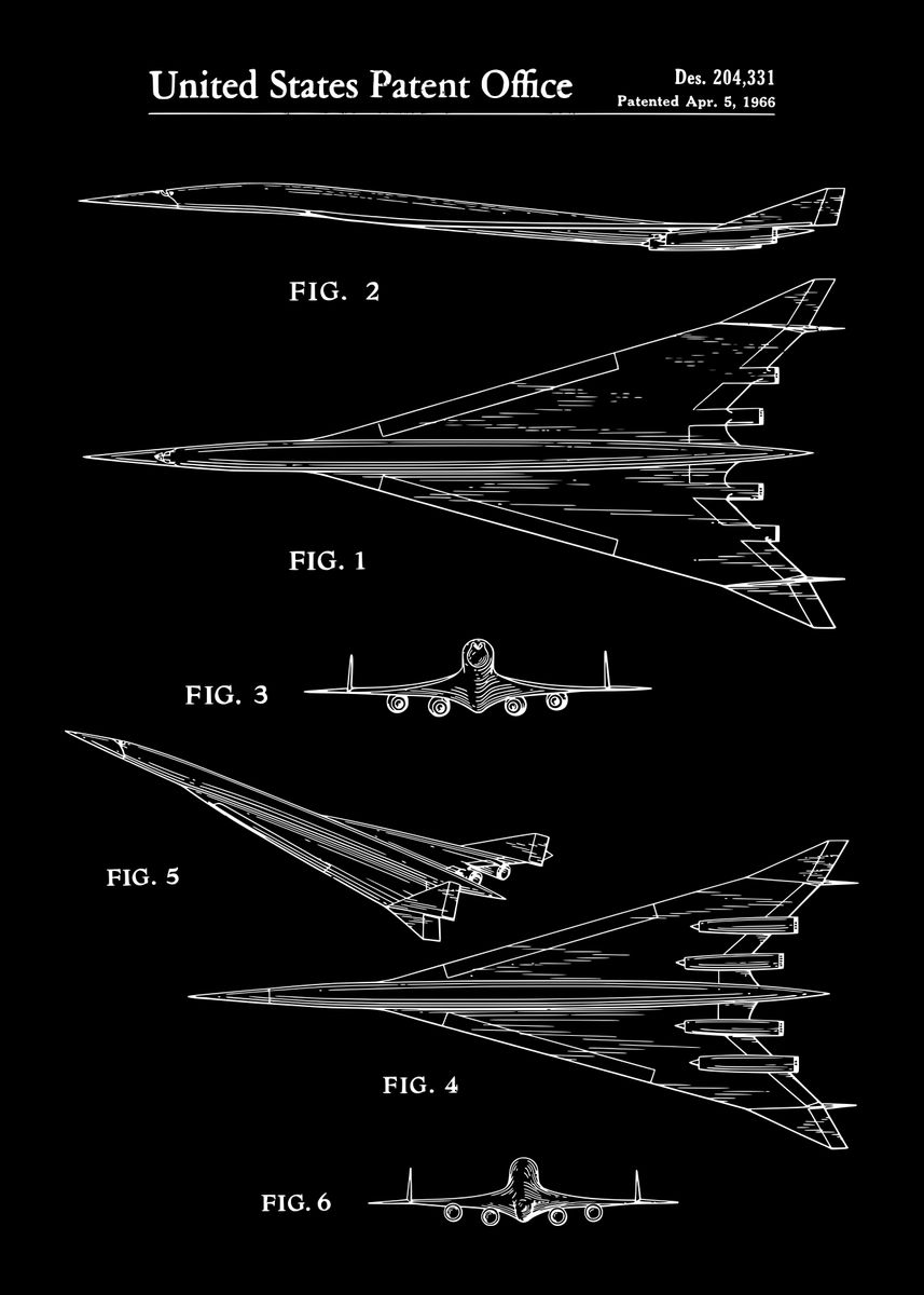 '1966 NASA Airplane Patent' Poster, picture, metal print, paint by Sam ...