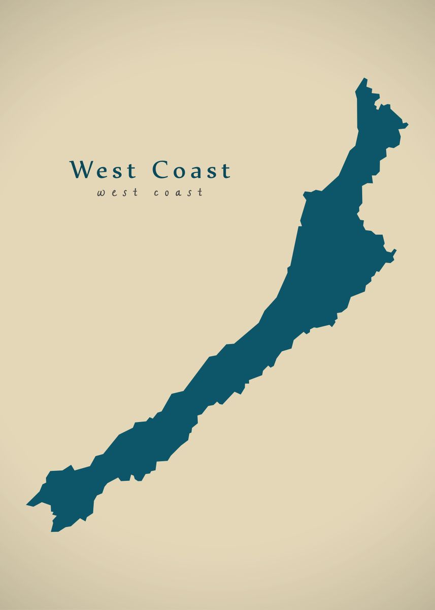 'West Coast region map' Poster, picture, metal print, paint by Ingo ...