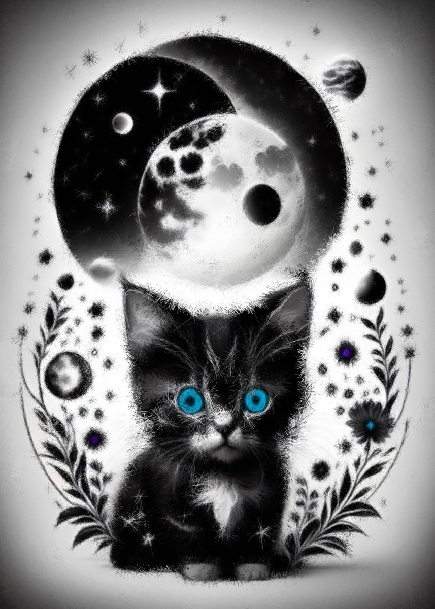'Cosmic Innocent Kitten' Poster by MONLart | Displate