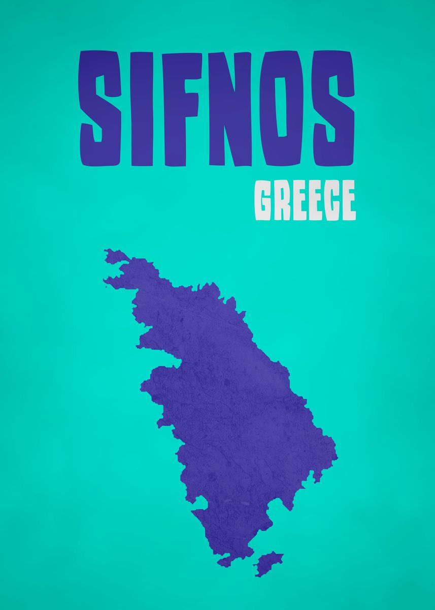 'SIFNOS GREECE MAP' Poster, picture, metal print, paint by KIMIDIGI ...