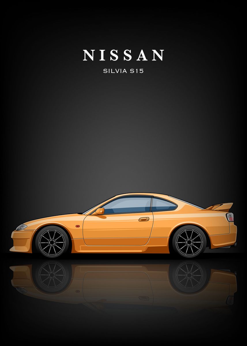 'Nissan Silvia S15 Yellow' Poster, picture, metal print, paint by Deeo ...