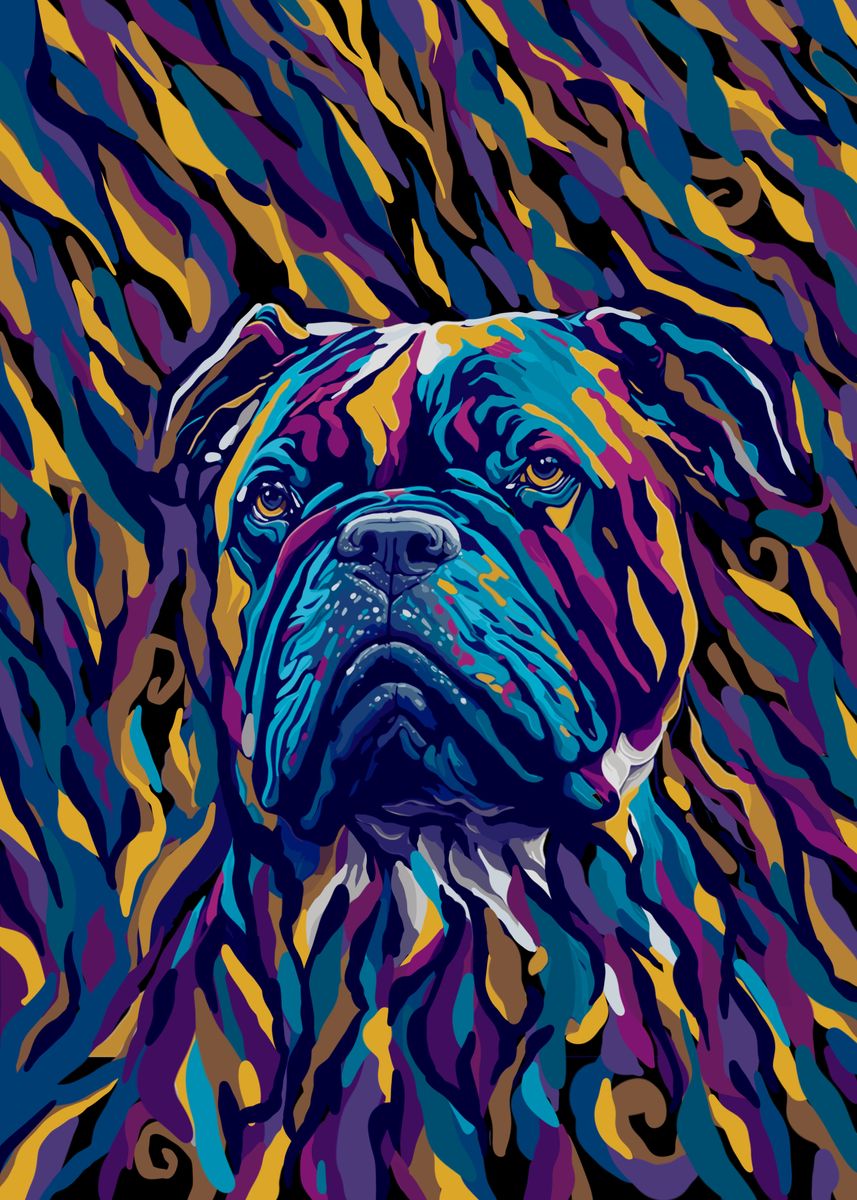 'Abstract Colorful Bulldog' Poster, picture, metal print, paint by ...