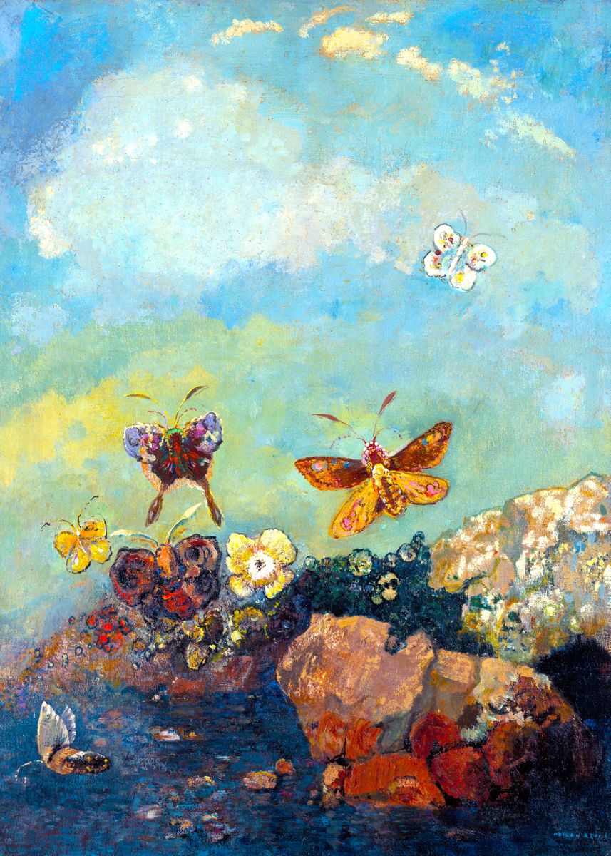 'Butterflies Odilon Redon' Poster, picture, metal print, paint by ...