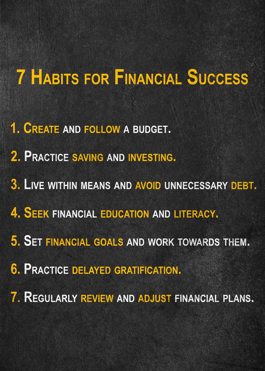'7 Habit Financial Success' Poster, picture, metal print, paint by ...