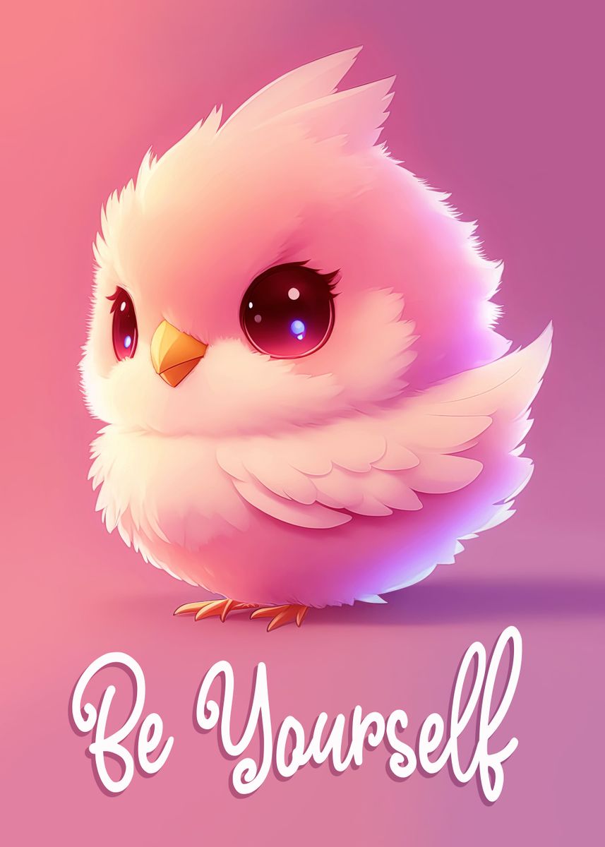 'Cute Baby Bird Be Yourself' Poster, picture, metal print, paint by ...