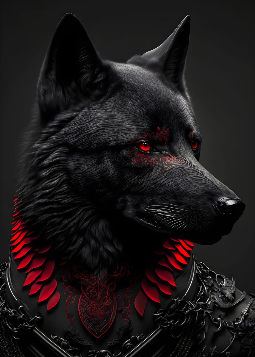 'Black wild angry wolf ' Poster, picture, metal print, paint by mk ...