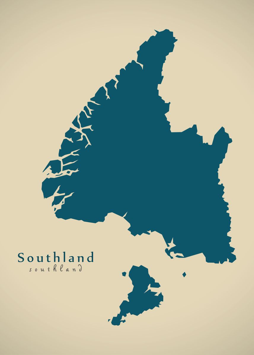 'Southland region map' Poster, picture, metal print, paint by Ingo ...