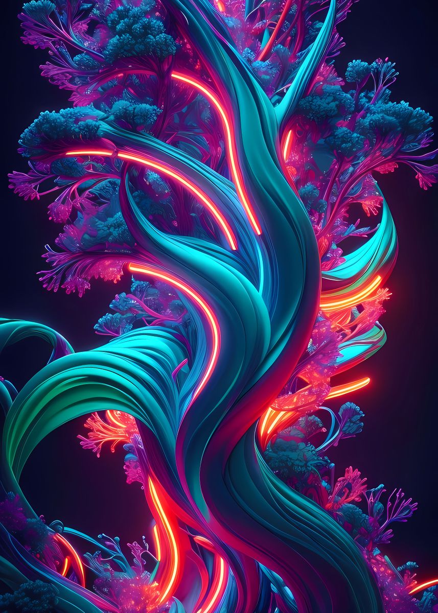 'Nature on Neon' Poster, picture, metal print, paint by Evanz ...