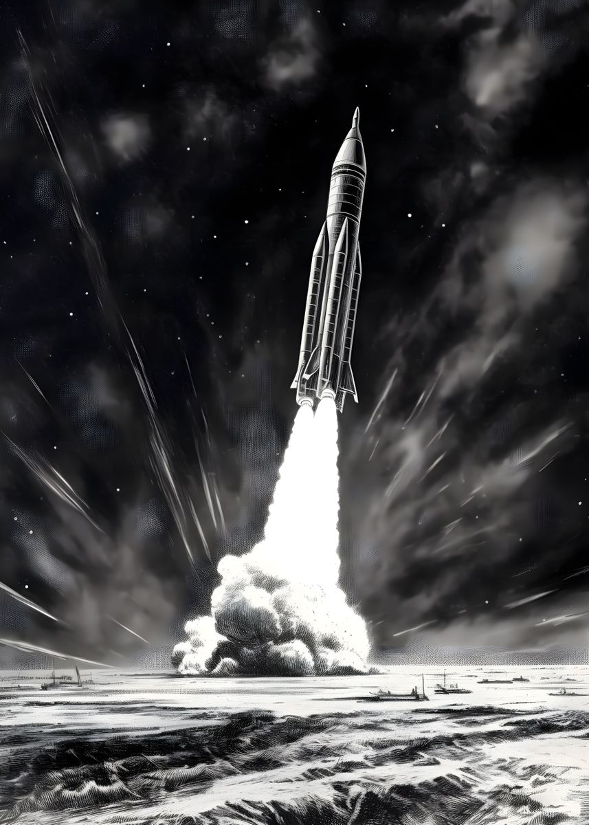 'Rocket Launch' Poster, picture, metal print, paint by Jan | Displate