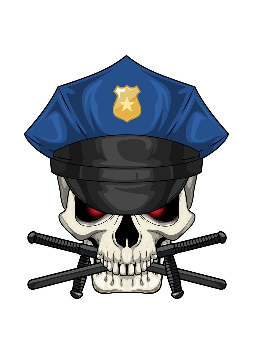 'Skull Cop Police' Poster, picture, metal print, paint by Markus ...
