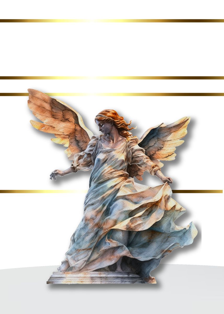 'Angel Statue Gold' Poster, picture, metal print, paint by janine ...