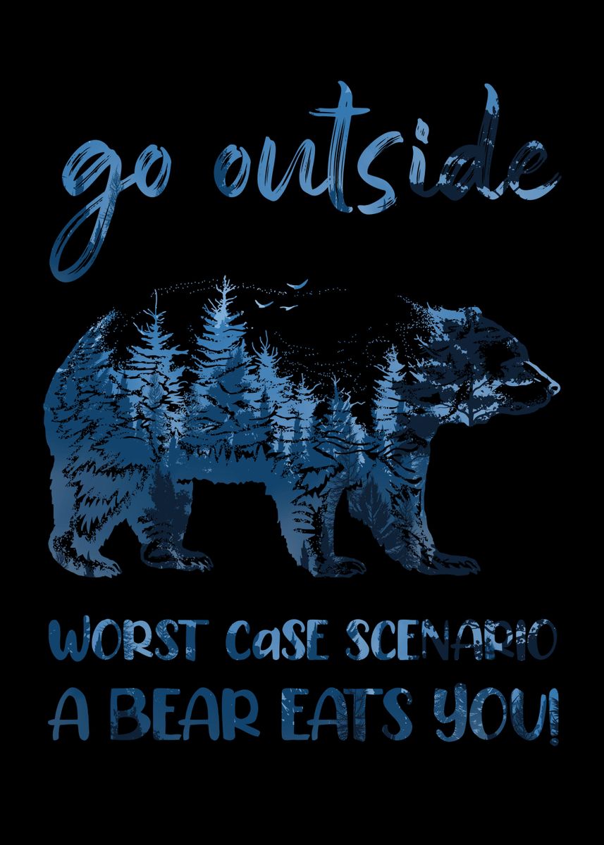 'Camping Go Outside Hiking' Poster, picture, metal print, paint by KING ...