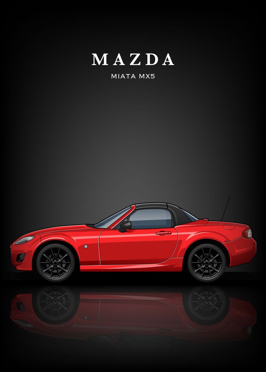 'Mazda MX5 Miata Blue' Poster, picture, metal print, paint by Deeo | Displate