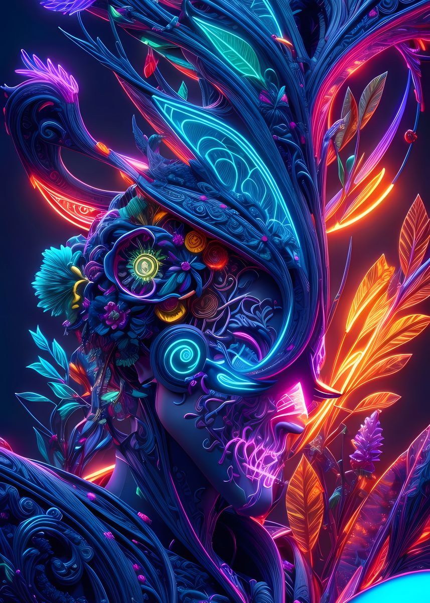 'Nature on Neon' Poster, picture, metal print, paint by Evanz ...