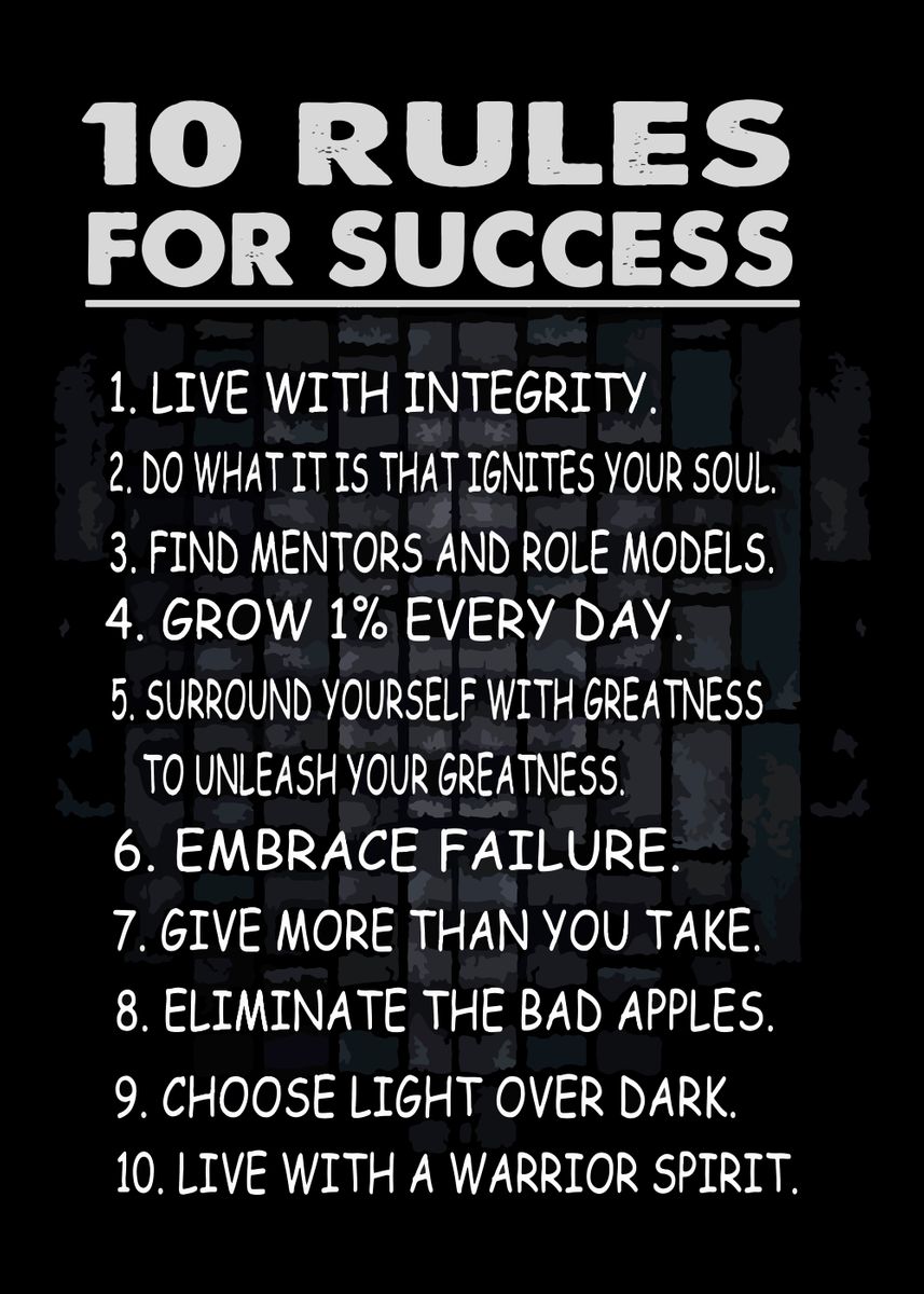 '10 Rules for Success' Poster, picture, metal print, paint by nhivivuha ...