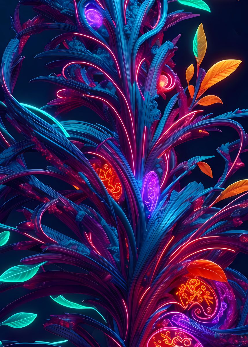 'Nature on Neon' Poster, picture, metal print, paint by Evanz ...