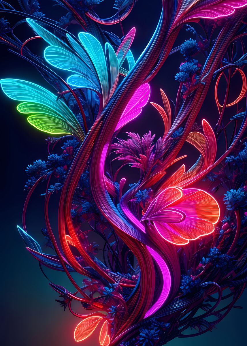 'Nature on Neon' Poster, picture, metal print, paint by Evanz ...