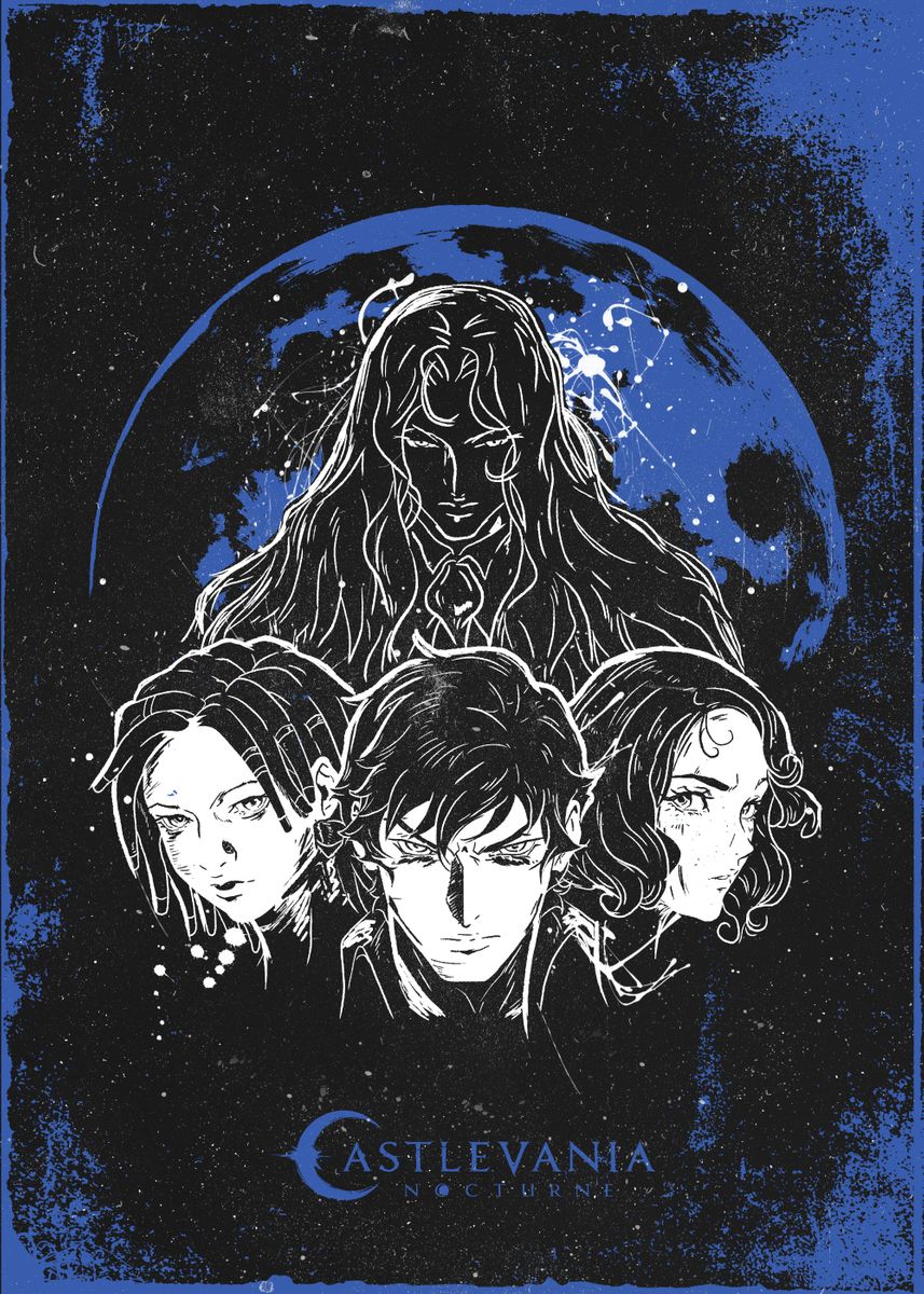 'Blue Nocturne Characters' Poster, picture, metal print, paint by ...