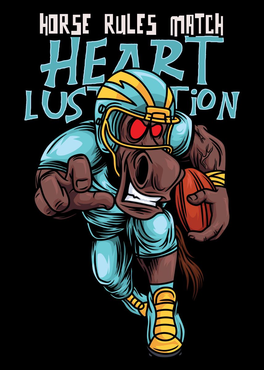 'Horse Football Text' Poster, picture, metal print, paint by hendra ...