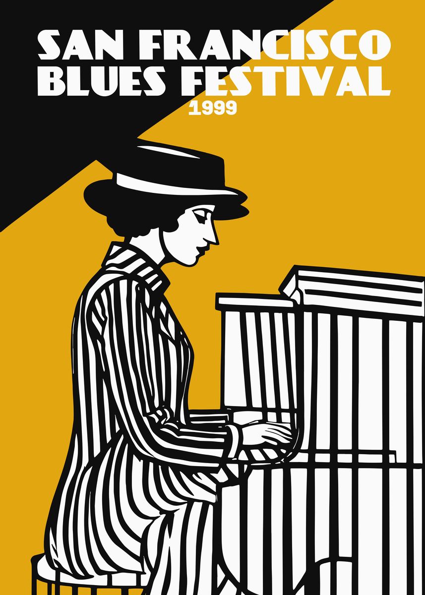 'San Francisco Blues Poster' Poster, picture, metal print, paint by BluePinkPanther | Displate