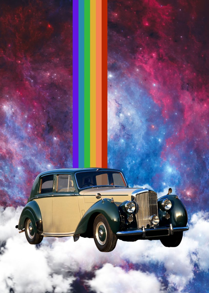 'Retro Car in Space ' Poster, picture, metal print, paint by janine ...