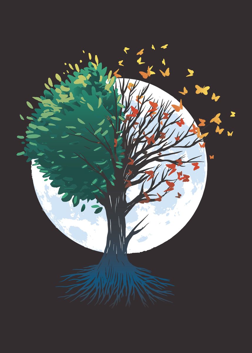 'Tree and Butterflies ' Poster by Cool Worker | Displate