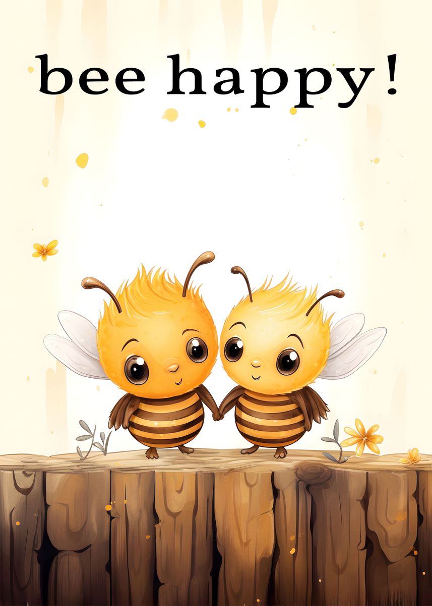 'Bee Happy' Poster, picture, metal print, paint by Steel Canvas ...