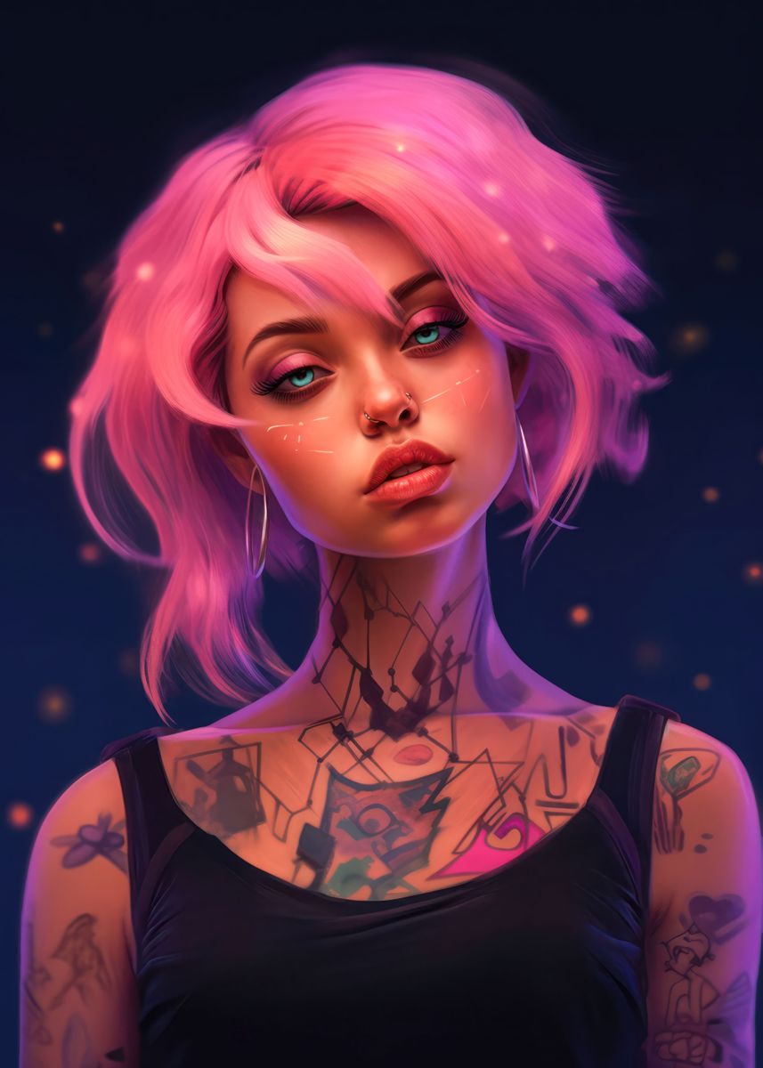 'Hot Cyberpunk Girl' Poster, picture, metal print, paint by Lootprint ...