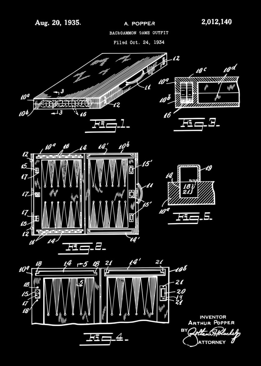 'Backgammon Game 1935 Paten' Poster, picture, metal print, paint by Sam ...