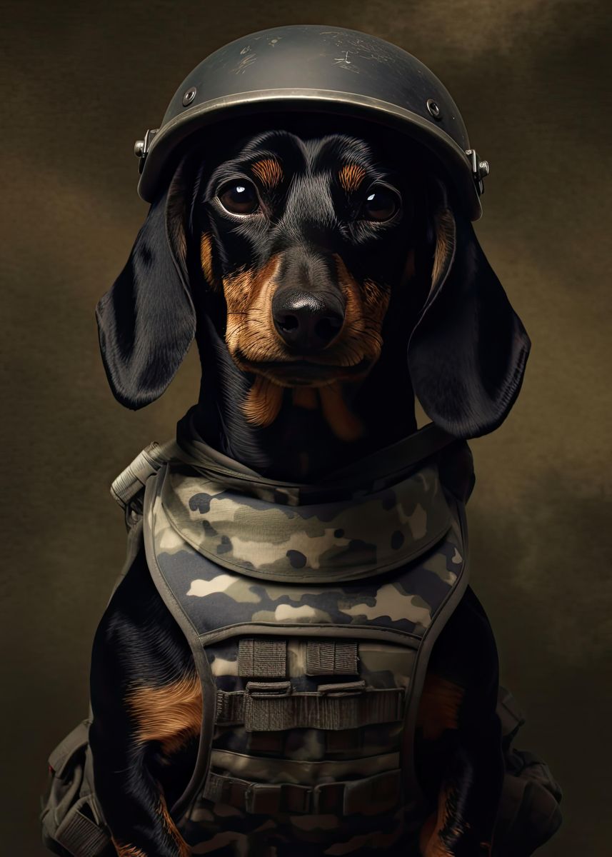'Dachshund Soldier' Poster by PetPrints | Displate