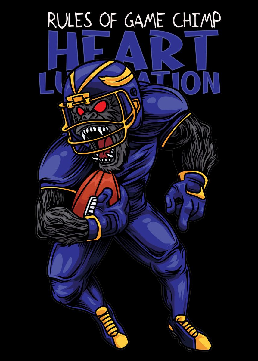 'Chimp Football Text' Poster, picture, metal print, paint by hendra ...