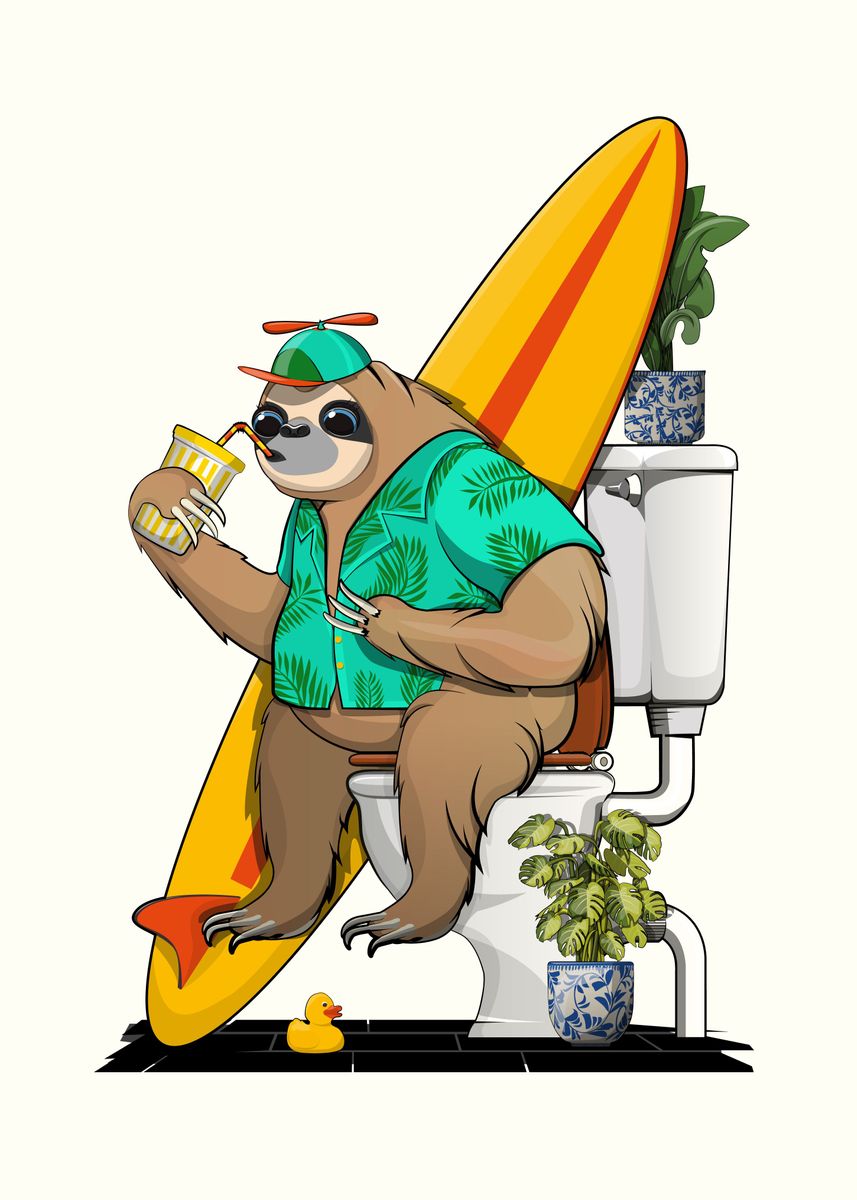 'Sloth on the Toilet' Poster by InTheWashroom | Displate