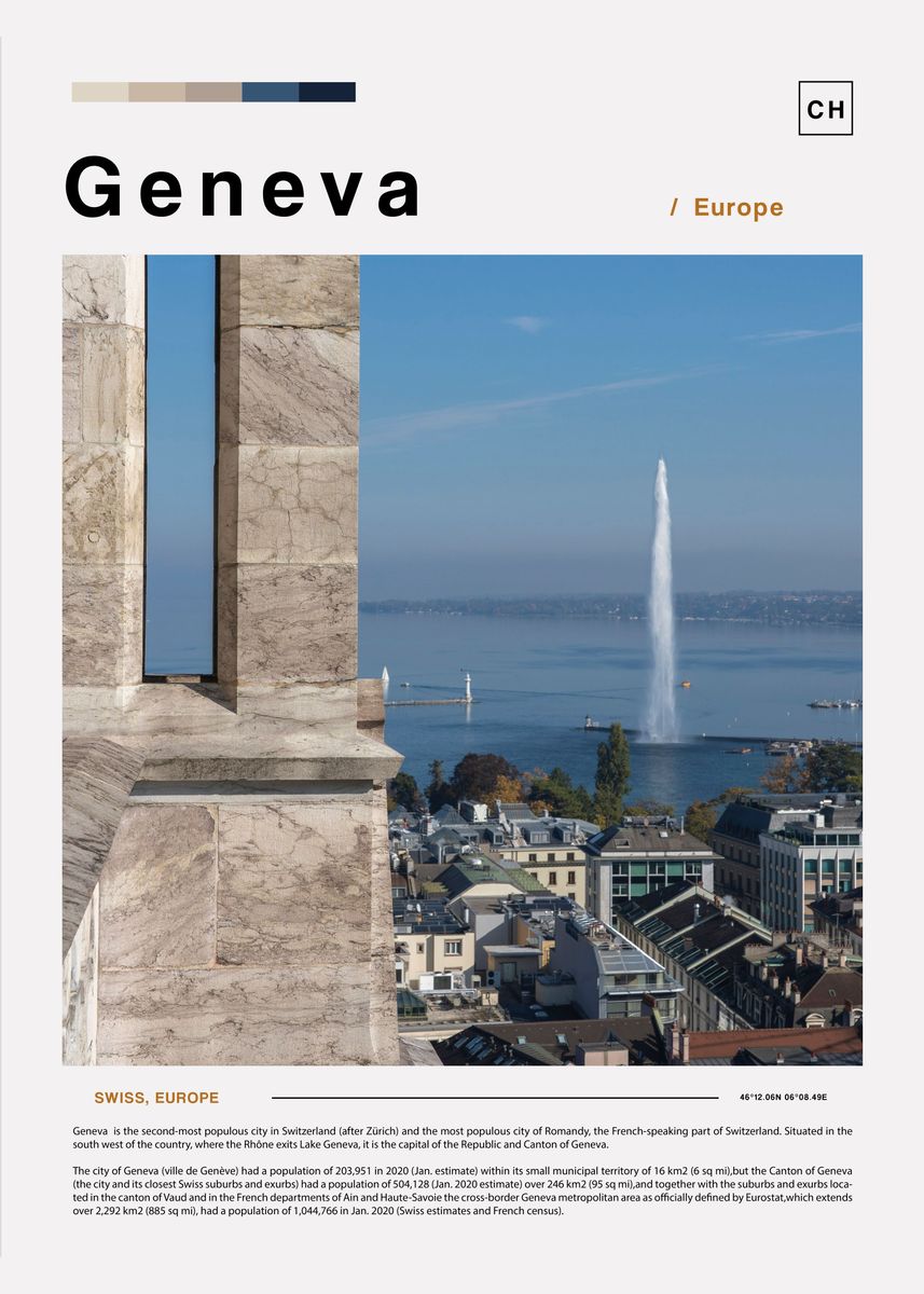 'Geneva Landscape Poster' Poster, picture, metal print, paint by ...